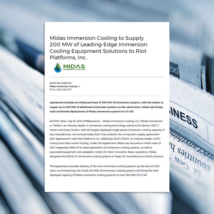 News - MIDAS Immersion Cooling System